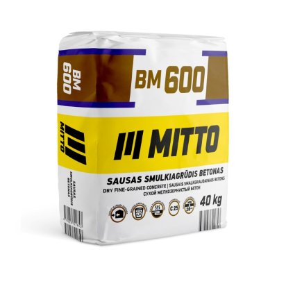 Sausas smulkiagrūdis betonas MITTO BM600, 40 kg | MOKI VEŽI