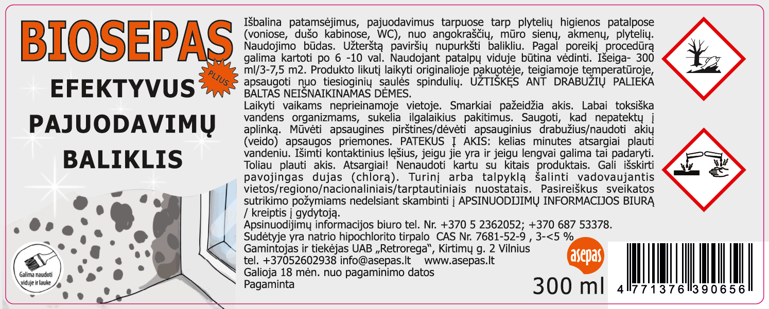 Efektyvus pelėsių valiklis BIOSEPAS Plius, 0,3 l | MOKI VEŽI