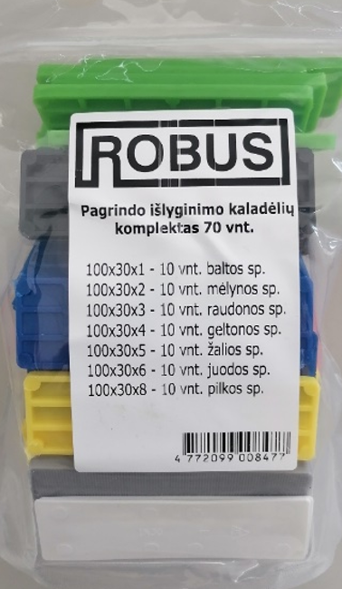 Pagrindo išlyginimo detalių rinkinys ROBUS, 100 x 30 mm, 1,2,3,4,5,6,8 ...