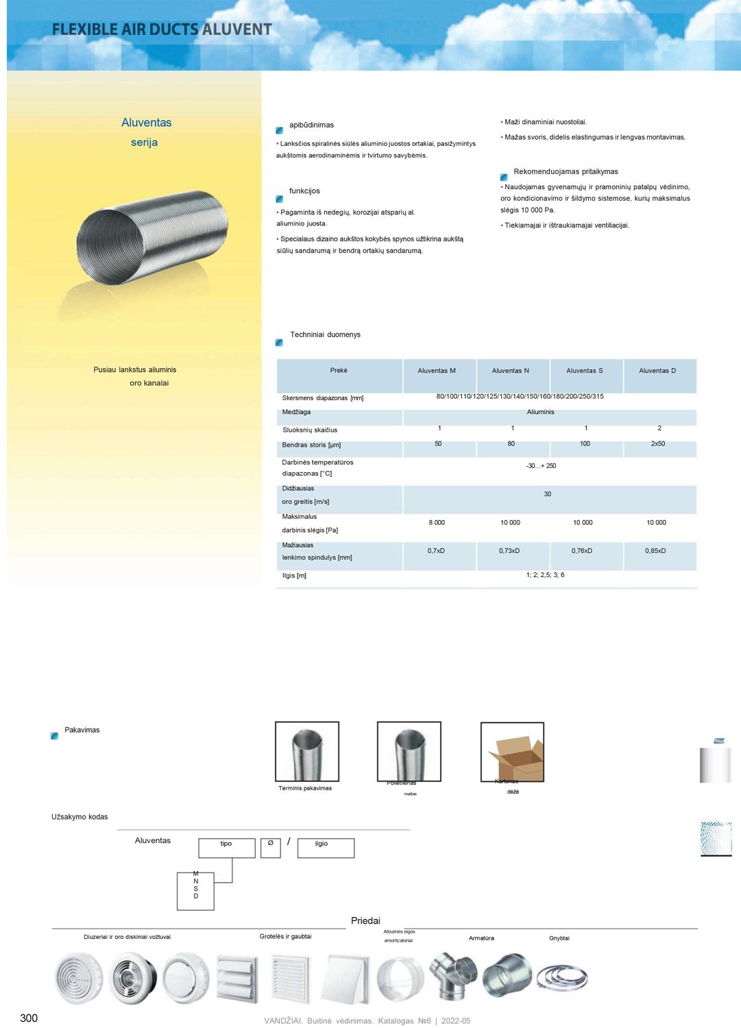 Ortakis VENTS, d125, 1,5 m, aliuminis, AV125150 | MOKI VEŽI