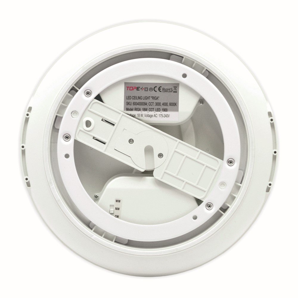Lubinis LED šviestuvas TOPE Riga, 18 W, 3000/6000K, 220-240V, 1890 lm, IP54, su judesio davikliu ...