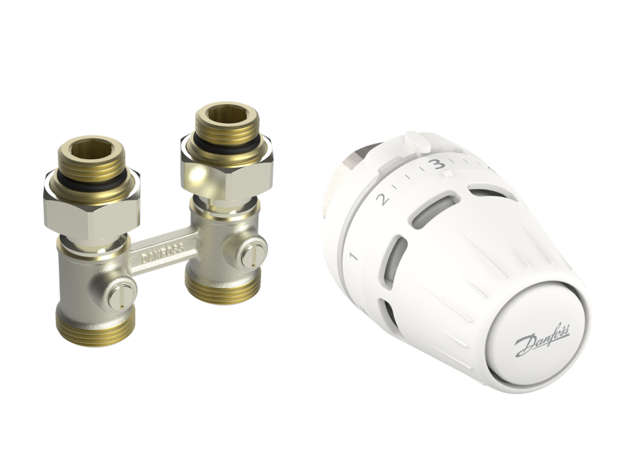 Radiatorių termostatų komplektas, tiesus DANFOSS, H, Regus M30x1.5 + RLV-KB 1/2" S, 015G5308 ...
